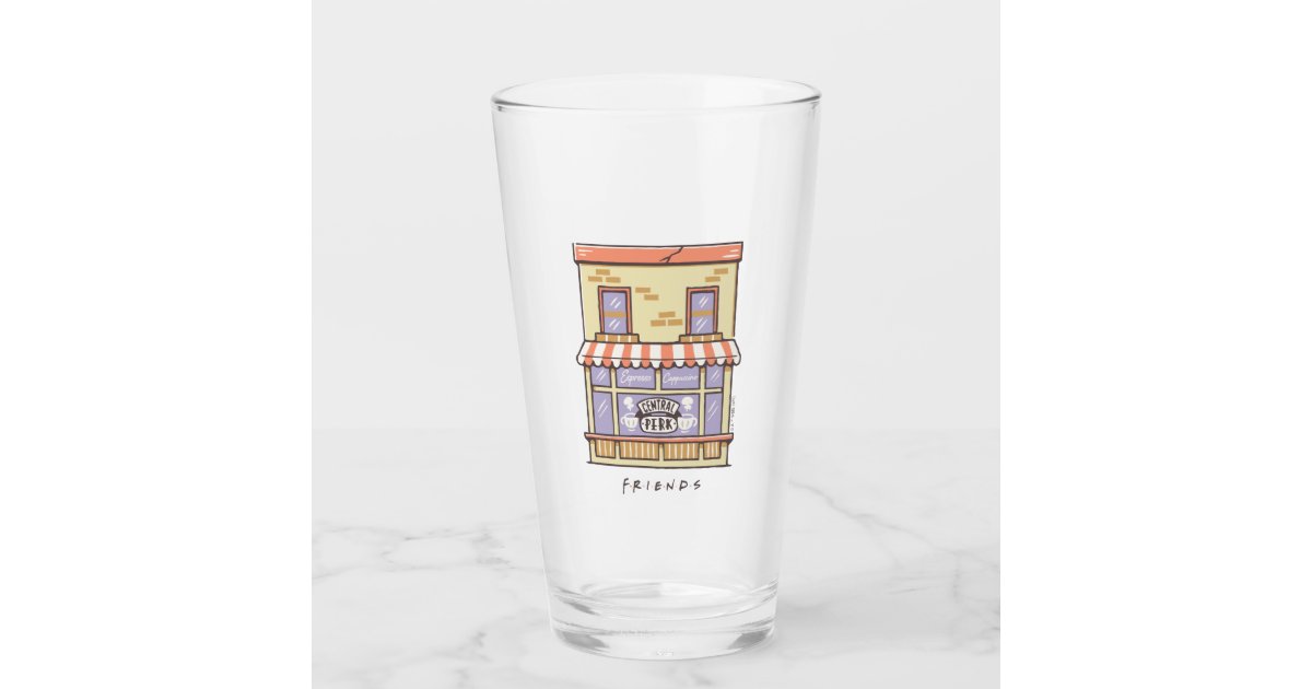 FRIENDS™ | Central Perk Cartoon Coffee Shop Glass | Zazzle
