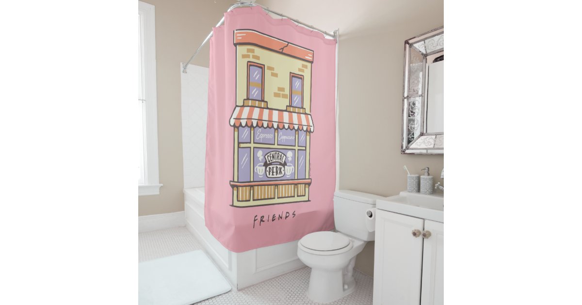 FRIENDS™ | Central Perk Cartoon Coffee Shop Shower Curtain | Zazzle