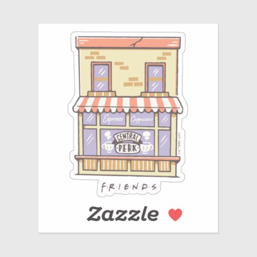 FRIENDS™ | Central Perk Cartoon Coffee Shop Sticker | Zazzle