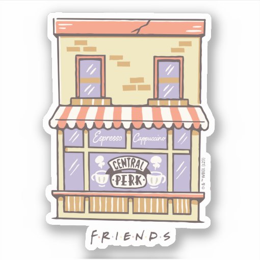 FRIENDS™ | Central Perk Cartoon Coffee Shop Sticker | Zazzle