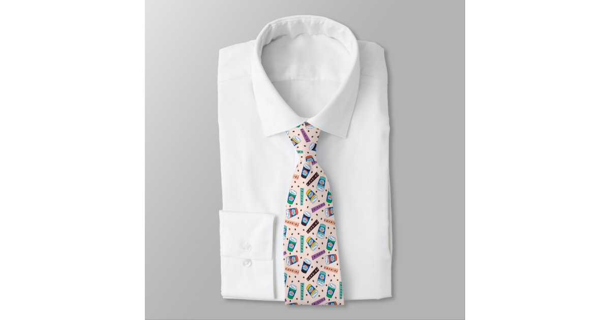 FRIENDS™ | Central Perk Vibrant Coffee Pattern Neck Tie | Zazzle