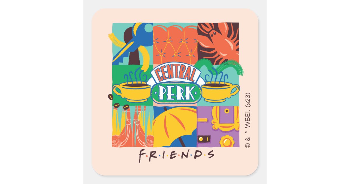 FRIENDS™ | Central Perk Vibrant Graphic Square Sticker | Zazzle