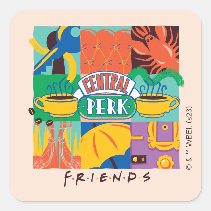 FRIENDS™ | Central Perk Vibrant Graphic Square Sticker | Zazzle