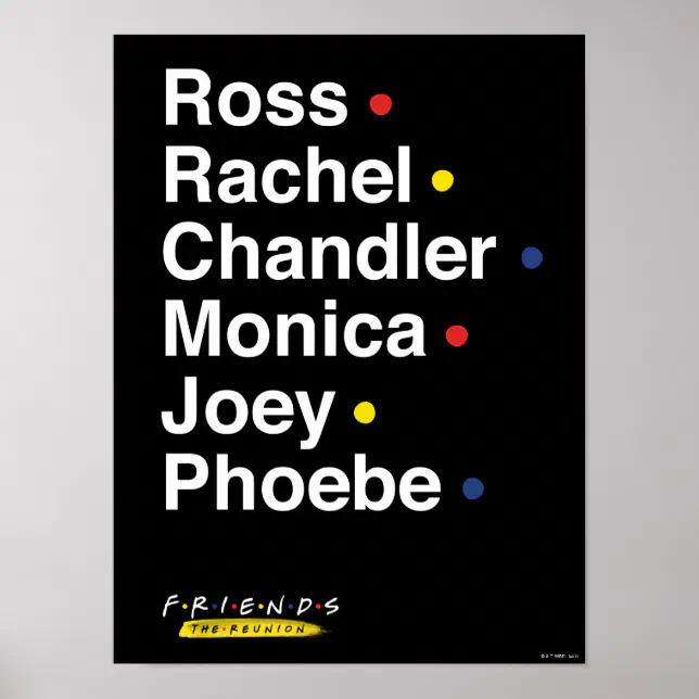 FRIENDS™ | Character Names Poster | Zazzle