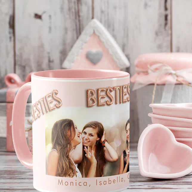 Friends forever blush pink besties BFF photo Mug | Zazzle