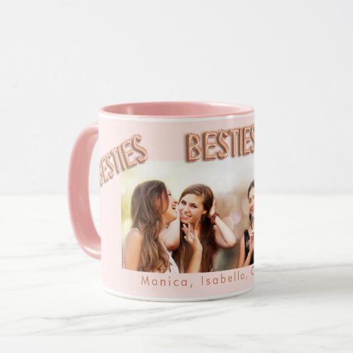 Friends forever blush pink besties BFF photo Mug | Zazzle
