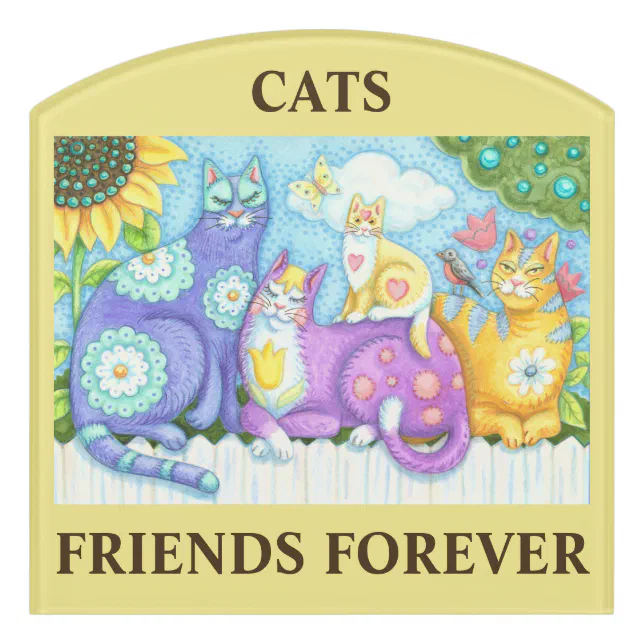 FRIENDS FOREVER CAT CONTOUR ROOM SIGN | Zazzle