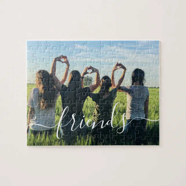 Friends Forever | Elegant Script Add Your Photo Jigsaw Puzzle | Zazzle