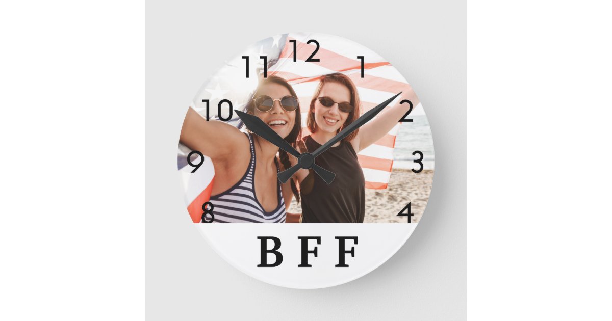 Friends forever photo round clock | Zazzle