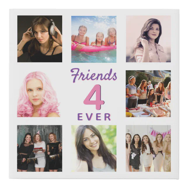 Friends forever photo white pink photo faux canvas print | Zazzle