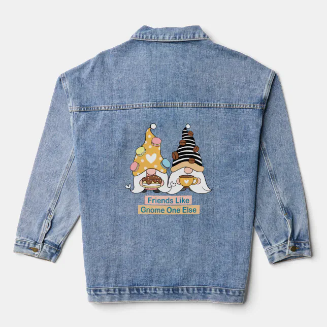 Friends Like Gnome One Else Typography Womens Denim Jacket | Zazzle