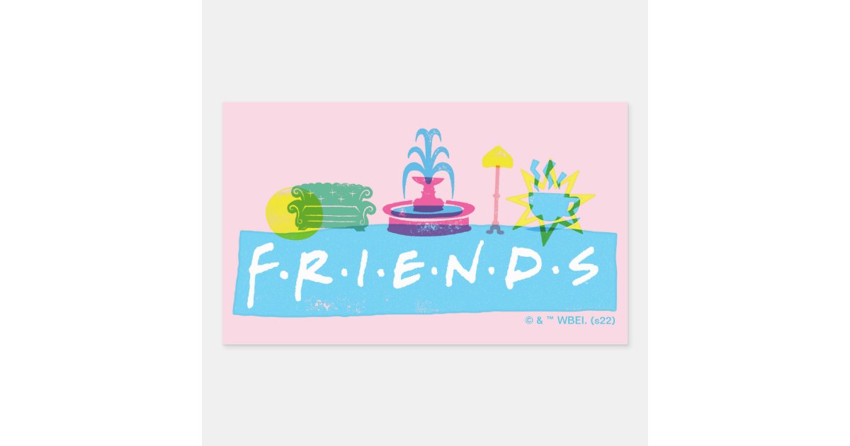 FRIENDS™ | Logo with Icons Rectangular Sticker | Zazzle
