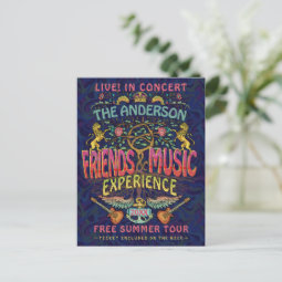Friends Music Band Retro 70s Concert Ticket Theme Postcard | Zazzle