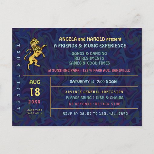 Friends Music Band Retro 70s Concert Ticket Theme Postcard | Zazzle