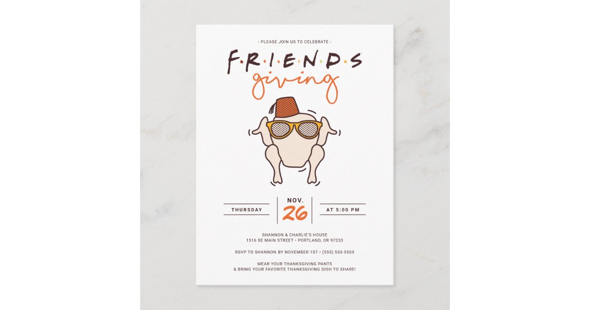 Friends T.V. Series Friendsgiving Party Invitation Postcard | Zazzle