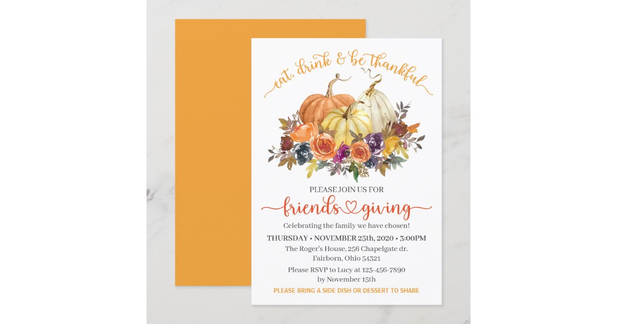 Friends Thanksgiving Lunch, Autumn Pumpkins Invitation | Zazzle