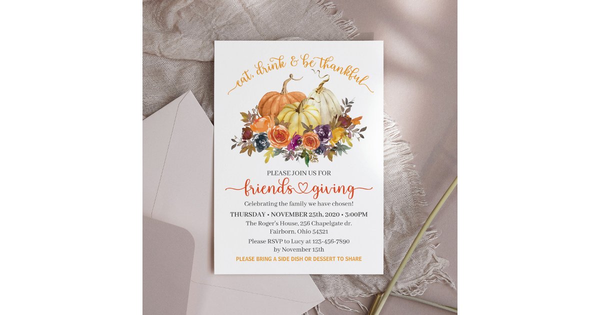 Friends Thanksgiving Lunch, Autumn Pumpkins Invitation | Zazzle