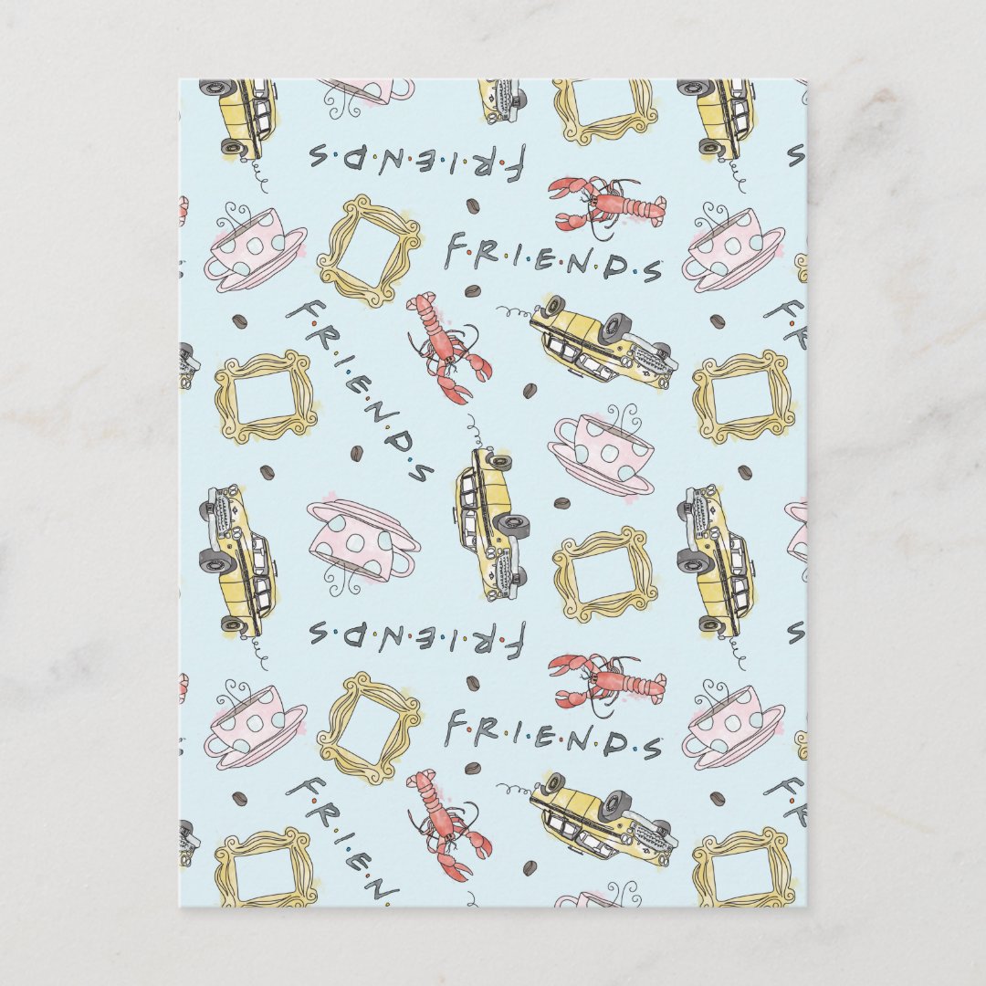 FRIENDS™ Watercolor Icons Pattern Invitation Postcard | Zazzle