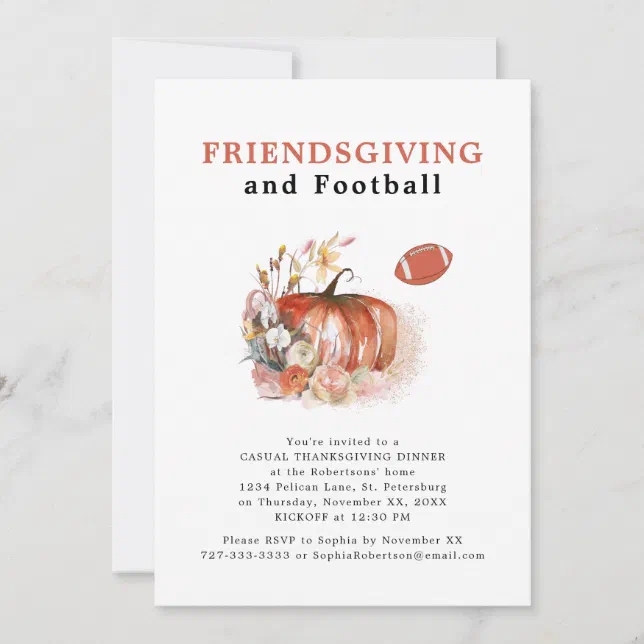 Friendsgiving and Football Thanksgiving Dinner Invitation | Zazzle