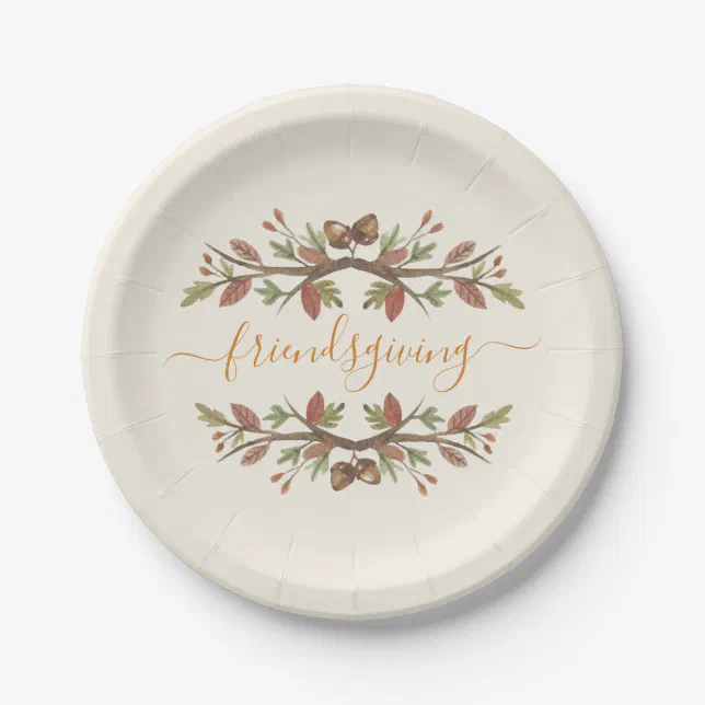 FRIENDSGIVING CUTE FALL FOLIAGE PAPER PLATES | Zazzle