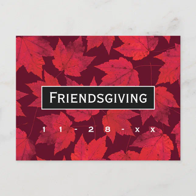Friendsgiving Dinner Autumn Red Leaves Invitation | Zazzle