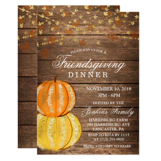 Friendsgiving Dinner Fall Pumpkin Invitation | Zazzle.com