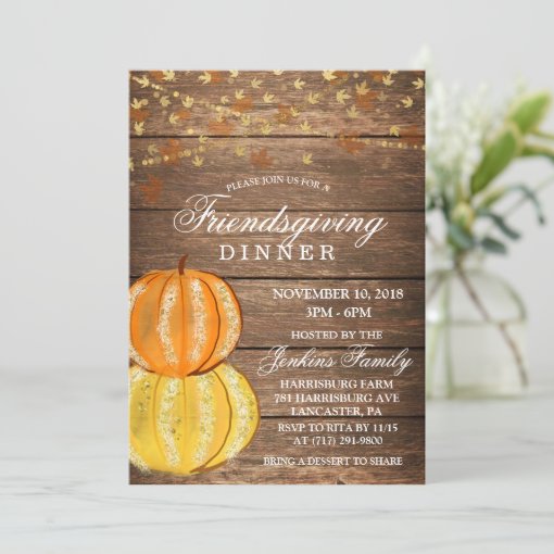Friendsgiving Dinner Fall Pumpkin Invitation | Zazzle