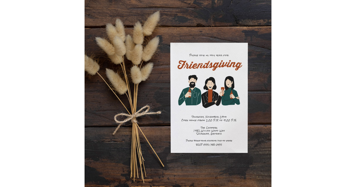 Friendsgiving Friend Thanksgiving Dinner Party Invitation | Zazzle