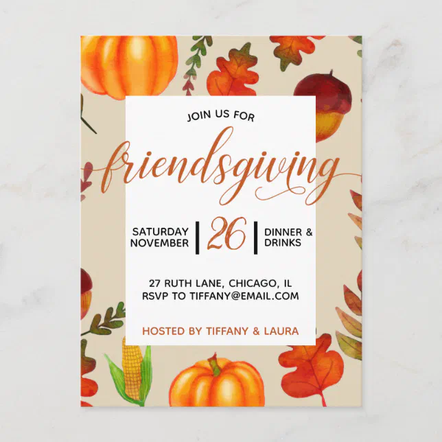 Friendsgiving Invitation Postcard | Zazzle