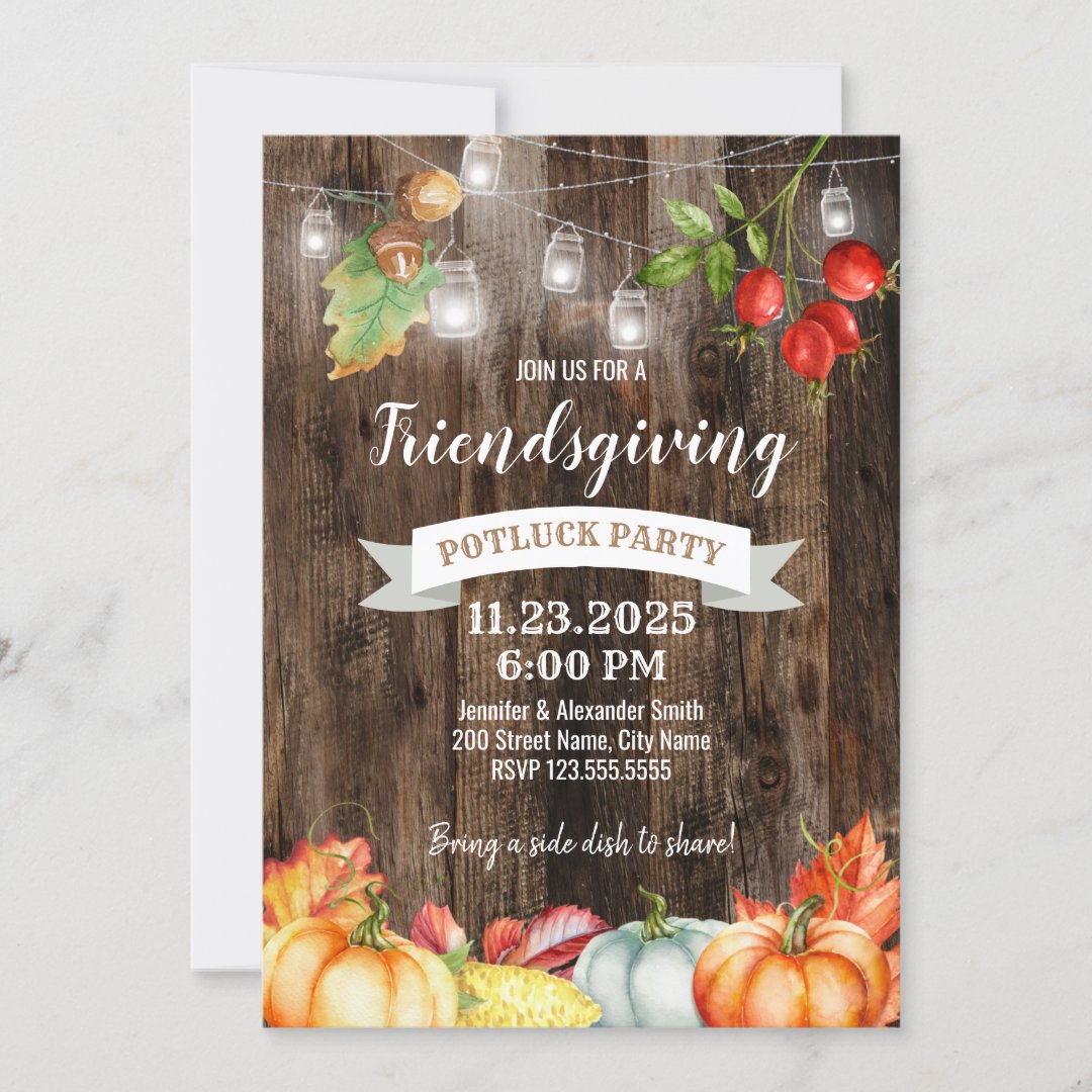 Friendsgiving potluck party invitation | Zazzle