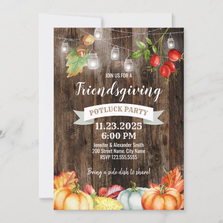 Friendsgiving potluck party invitation | Zazzle