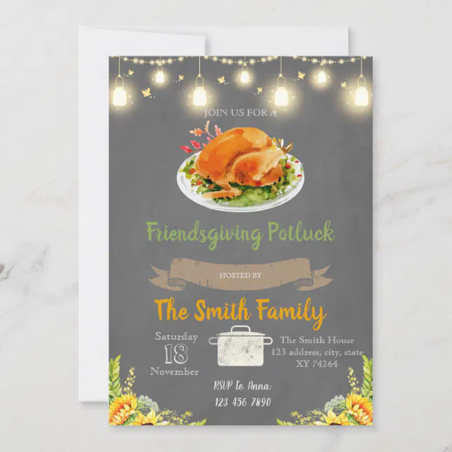 Friendsgiving potluck party invitation | Zazzle