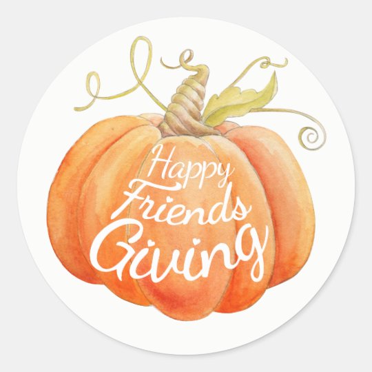 Friendsgiving pumpkin watercolor art sticker | Zazzle.com