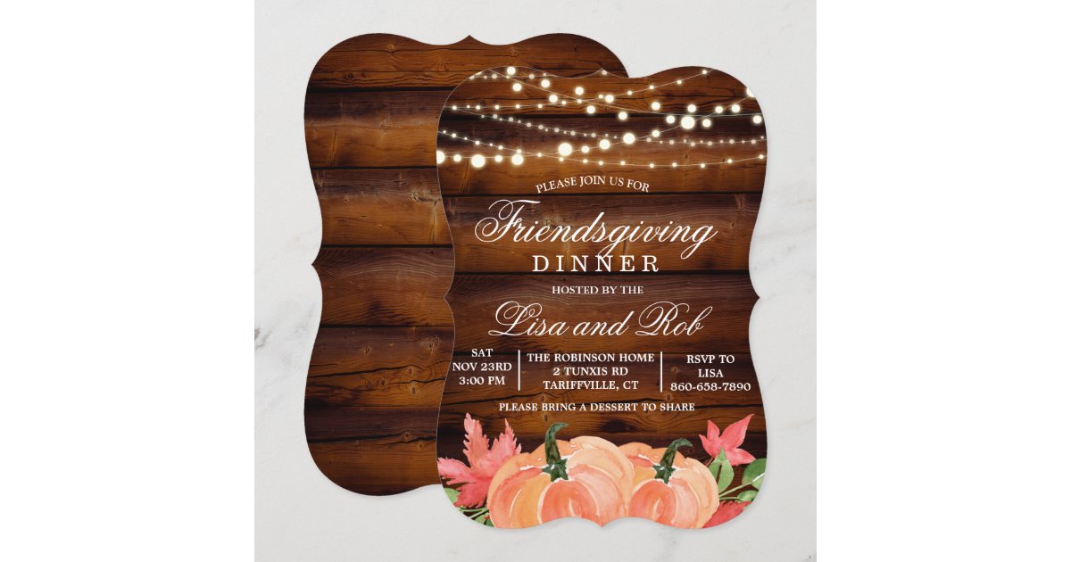 Friendsgiving Rustic Fall Pumpkin Invitation | Zazzle