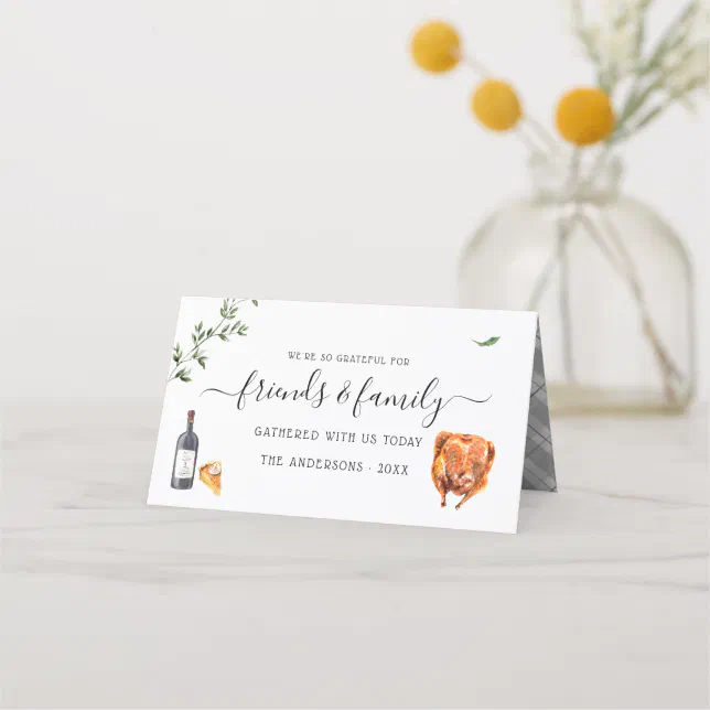 Friendsgiving Thanksgiving Dinner Party Place Card | Zazzle