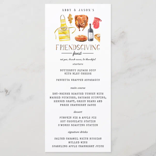 Friendsgiving Thanksgiving Feast Dinner Menu | Zazzle