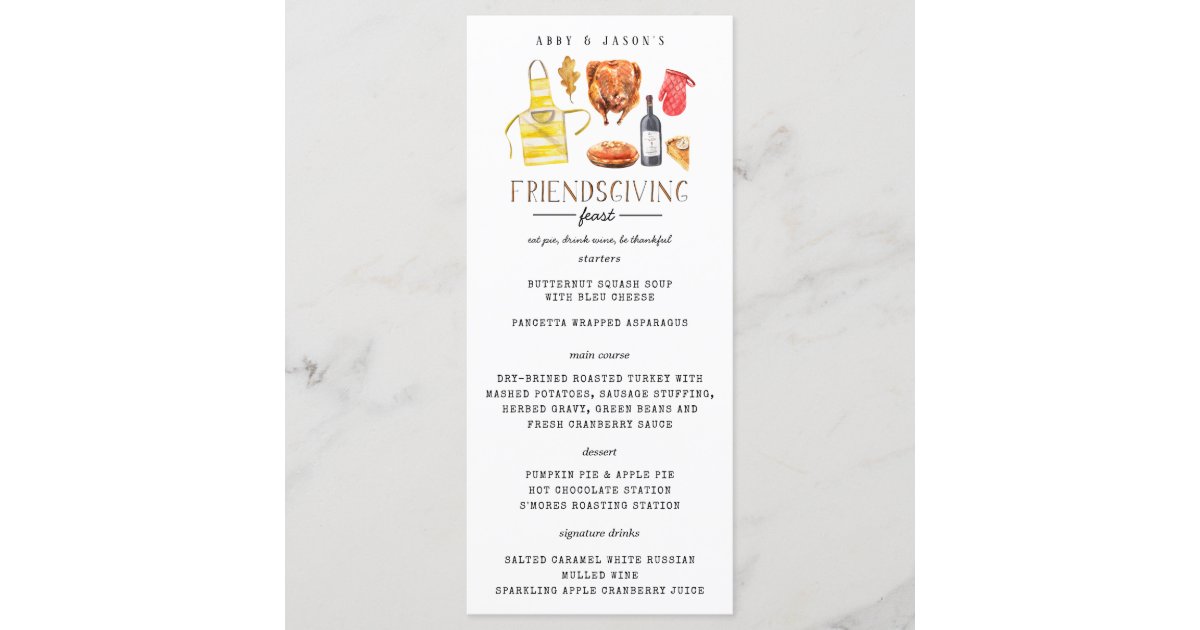 Friendsgiving Thanksgiving Feast Dinner Menu | Zazzle