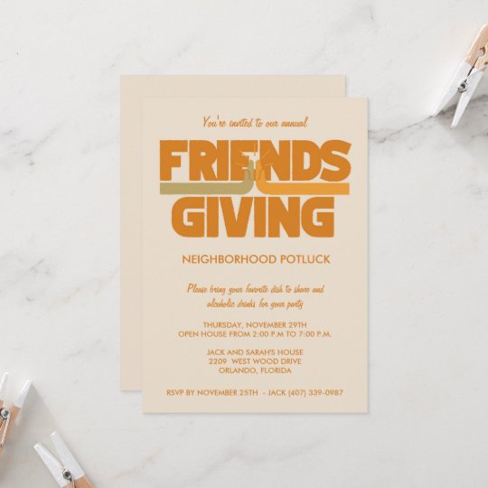 Friendsgiving Thanksgiving Potluck Party Invitation | Zazzle.com