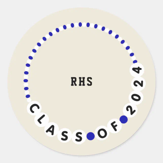 Friendship Bracelet 2024 Graduation Blue + White Classic Round Sticker ...