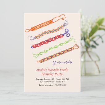 Friendship Bracelet Birthday Party Invitations | Zazzle