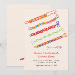 Friendship Bracelet Birthday Party Invitations | Zazzle