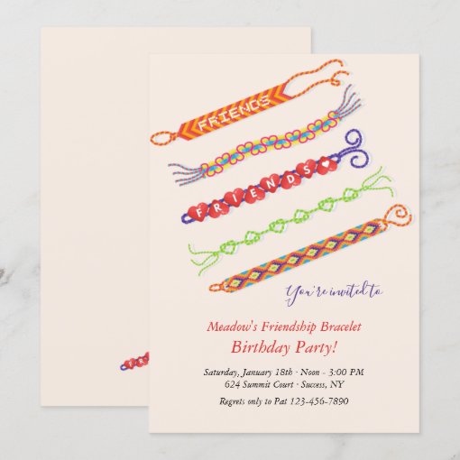 Friendship Bracelet Birthday Party Invitations | Zazzle