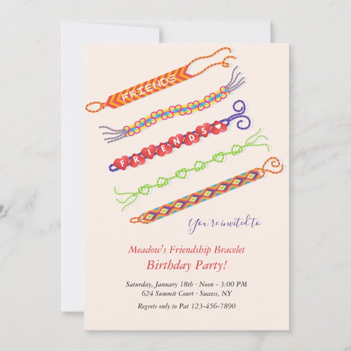 Friendship Bracelet Birthday Party Invitations | Zazzle.com
