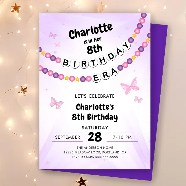 Friendship Bracelet Girls Birthday Era Party Invitation | Zazzle