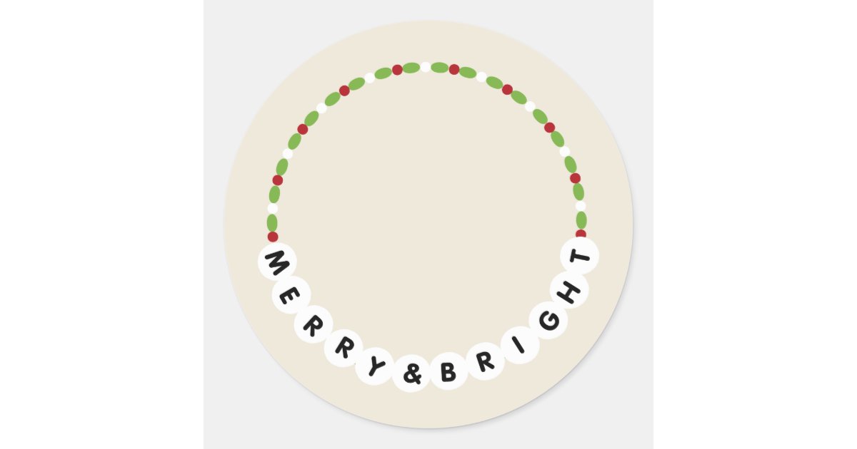 Friendship Bracelet Merry And Bright Christmas Classic Round Sticker ...