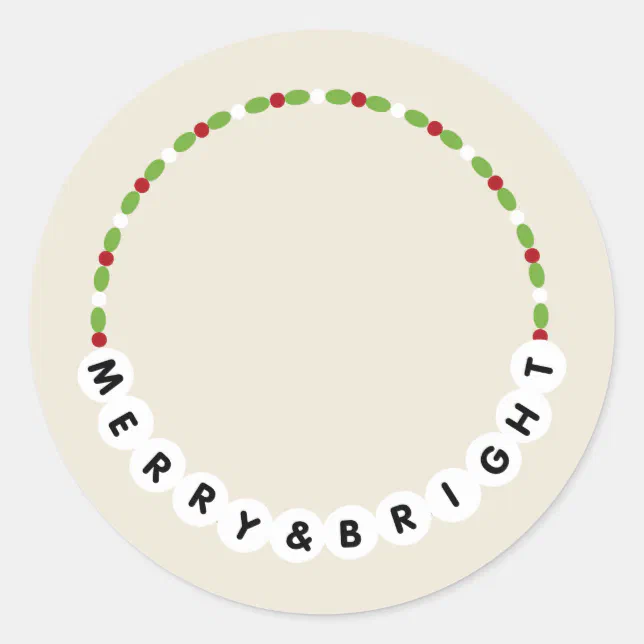 Friendship Bracelet Merry And Bright Christmas Classic Round Sticker ...