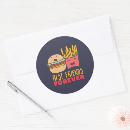 Friendship Burger and Fries Best Friends Forever Classic Round Sticker ...