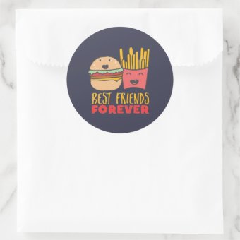 Friendship Burger and Fries Best Friends Forever Classic Round Sticker ...