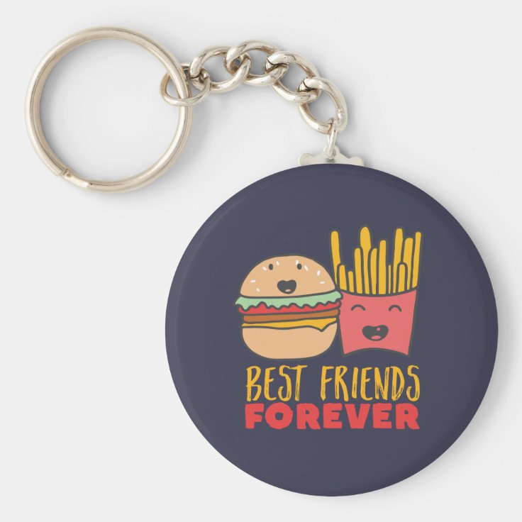 Friendship Burger and Fries Best Friends Forever Keychain | Zazzle