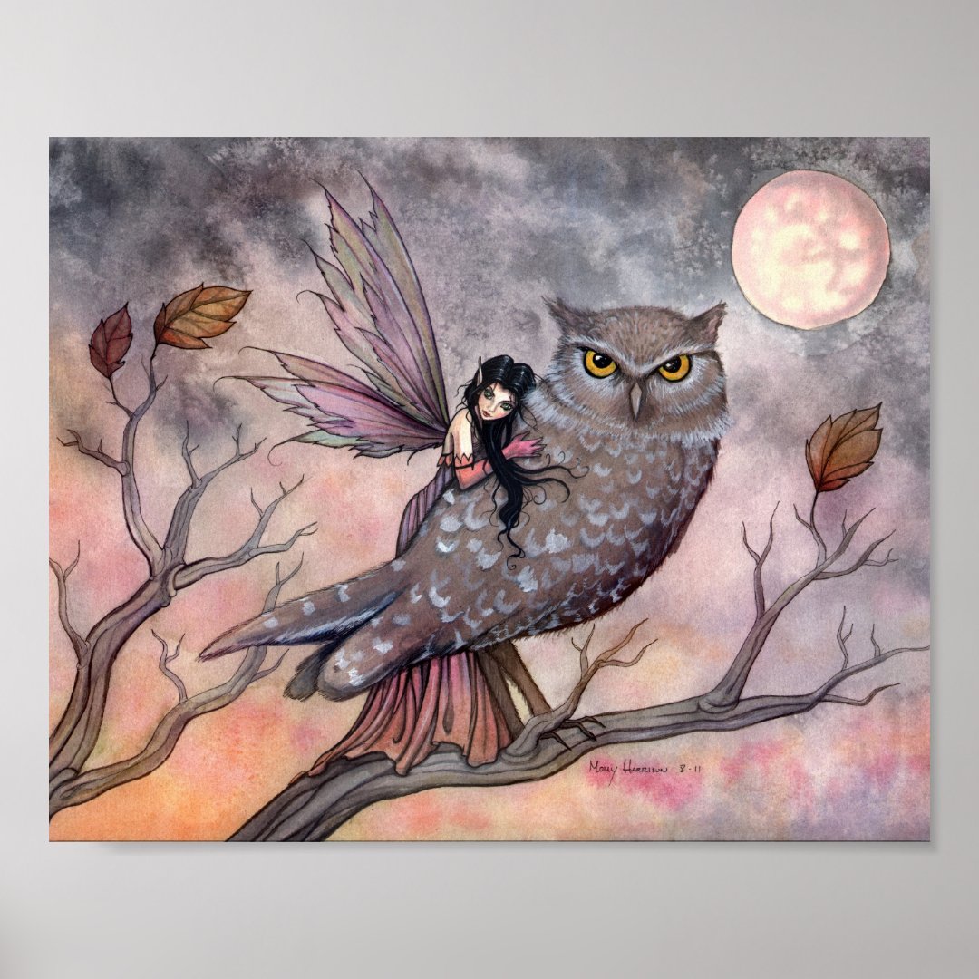 Friendship Fairy and Owl Poster | Zazzle
